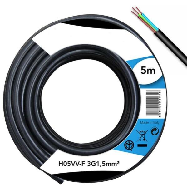 Trade Shop - Cavo Elettrico Prolunga 5mt 3g1.5 Mm H05vv-f Matassa Filo ...