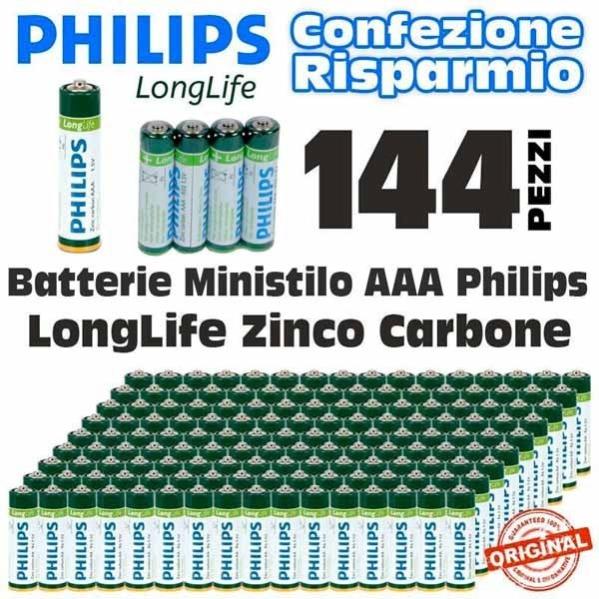 Trade Shop - 144 X Batterie Pile Ministilo Philips Zinco Carbon ...