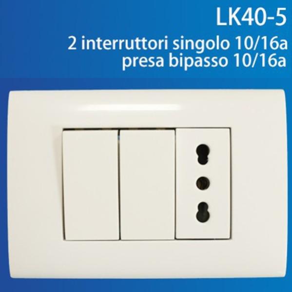 Trade Shop - Placca Placchetta 3 Posti Completa 2 Interruttori Presa ...