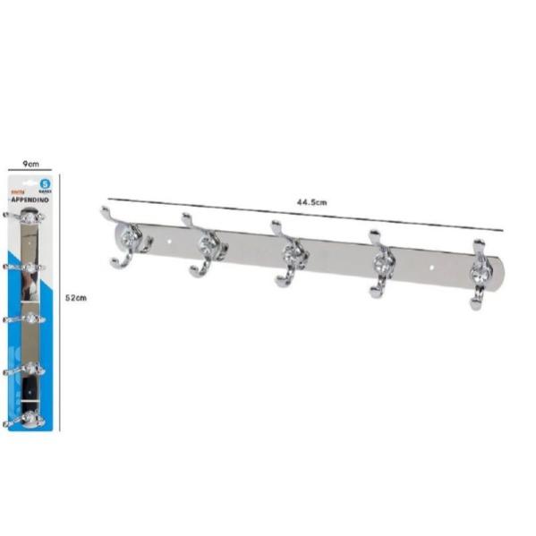 Trade Shop - Appendino Appendi Porta Asciugamani Con 5 Ganci Doppio Bagno Diamante 52174 | Leroy ...