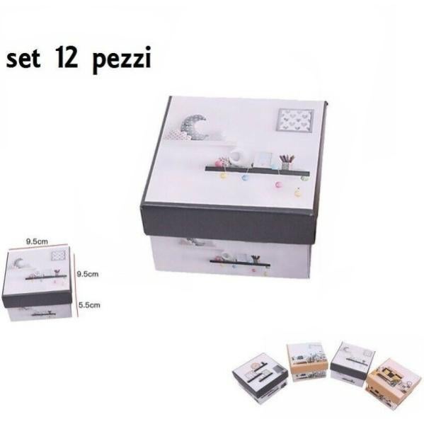 Trade Shop - Set 12 Pezzi Scatola Box Confezione Regalo Quadrate ...