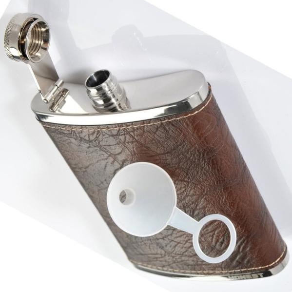 Trade Shop - Fiaschetta Liquore Tascabile Rivestita In Cuoio Da 200 Ml ...