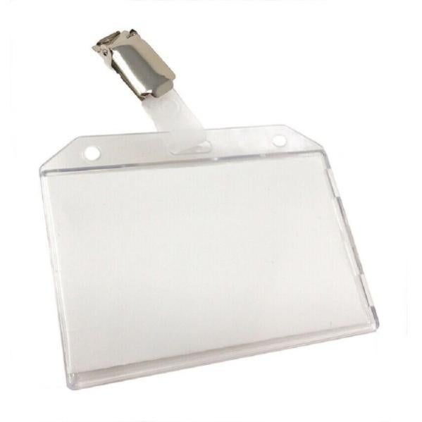 Trade Shop - 12 Porta Badge In Plastica Rigida Trasparente Con Clip ...