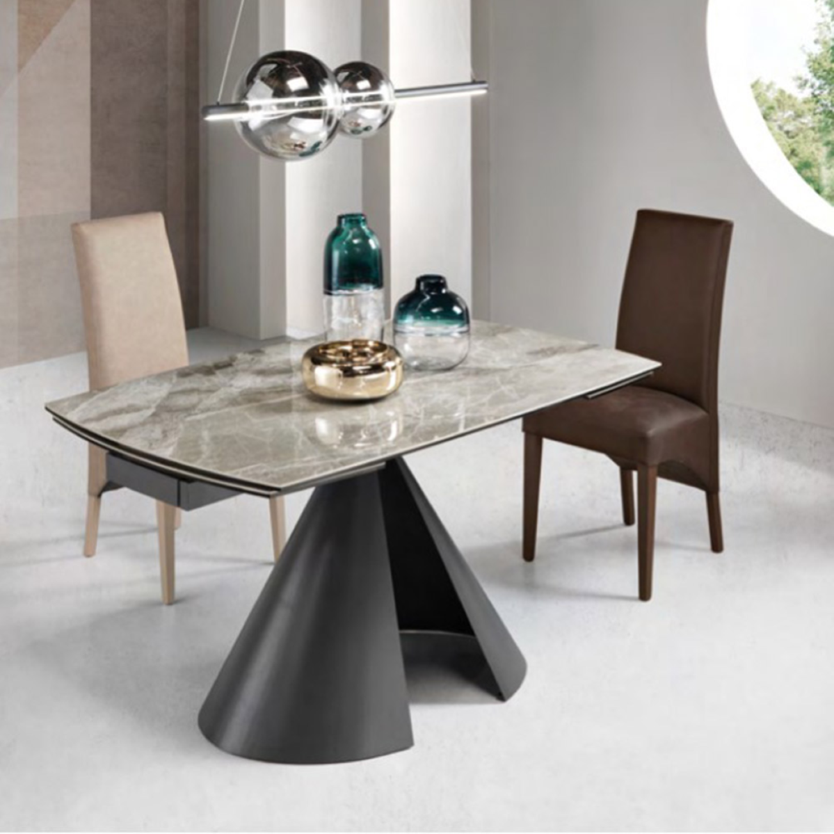 Tavolo da cucina allungabile 200 cm piano grès porcellanato Grigio ...