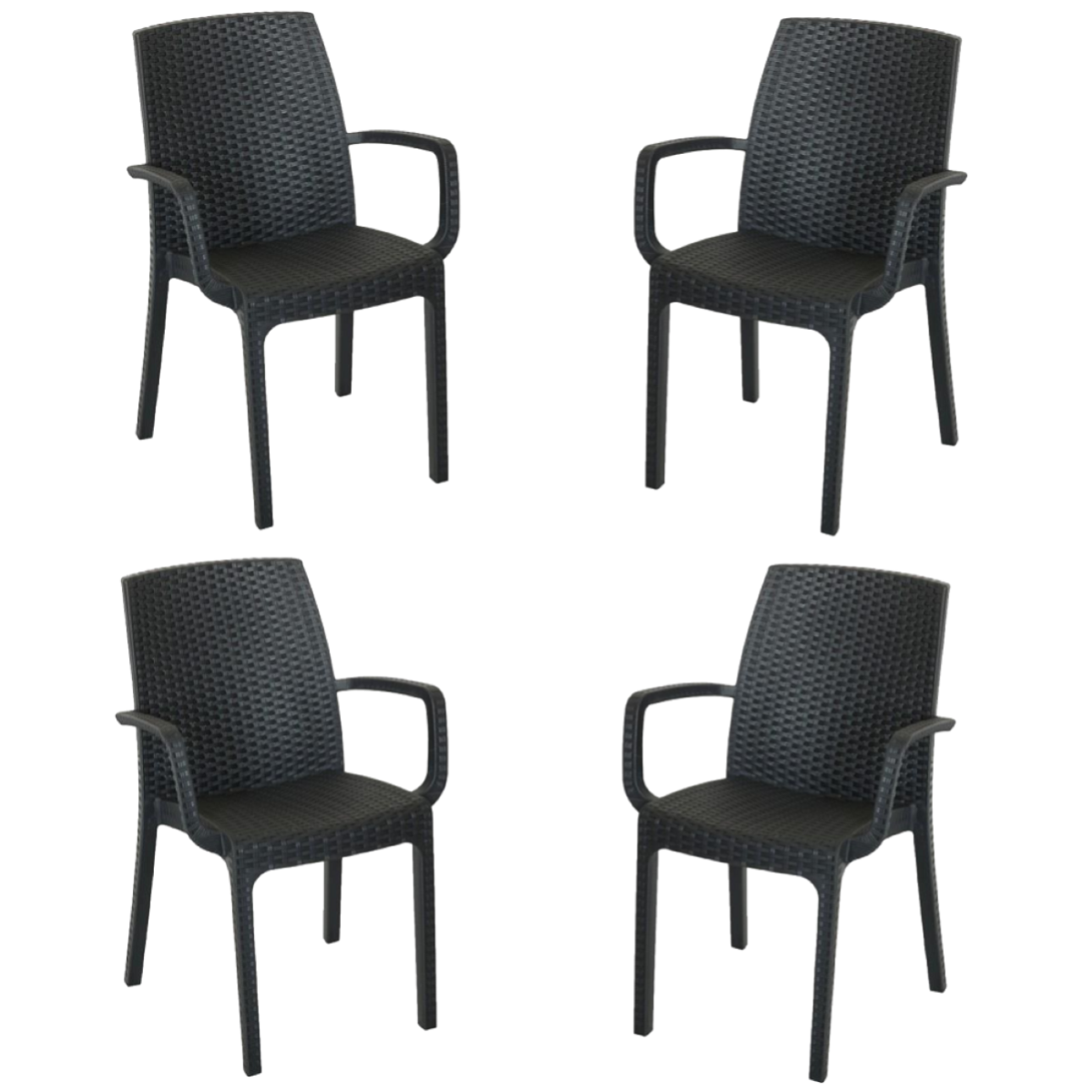 Sedia poltrona indiana in simil rattan per esterno interno set 4 pezzi ...
