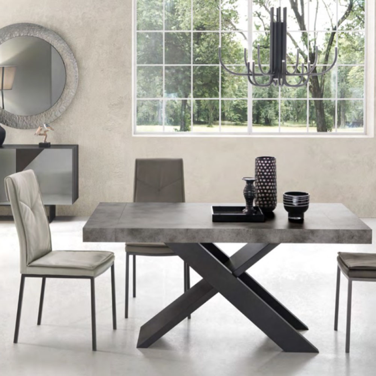 Tavolo sala da pranzo allungabile 260 cm in laminato KARMA Cemento ...