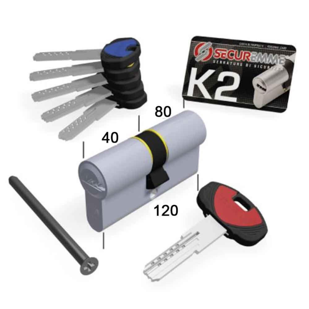 Cilindro europeo Securemme K2 3200CCS cromo satinato varie misure ...