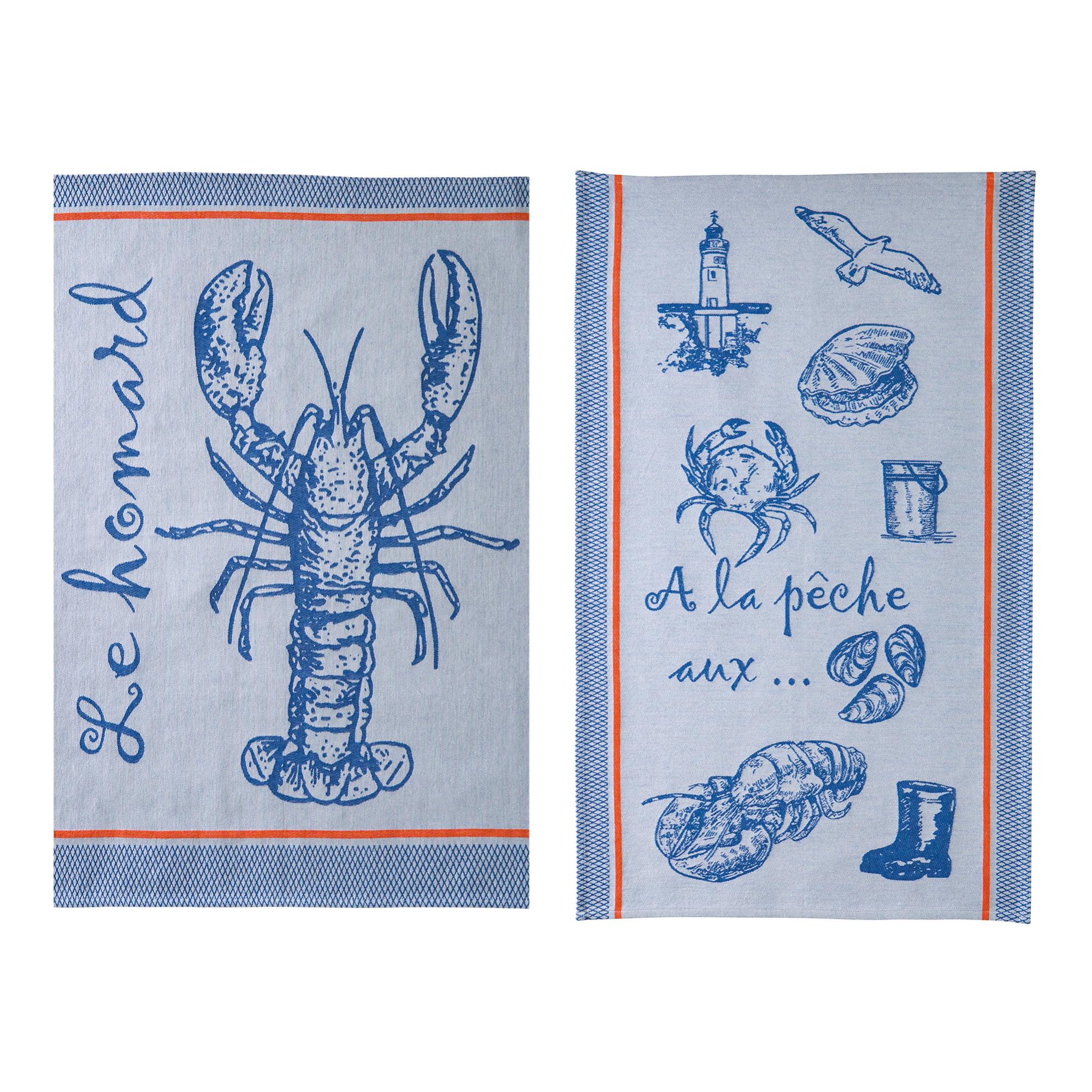 Lot de 2 torchons jacquard pur coton, A LA PÊCHE | Leroy Merlin