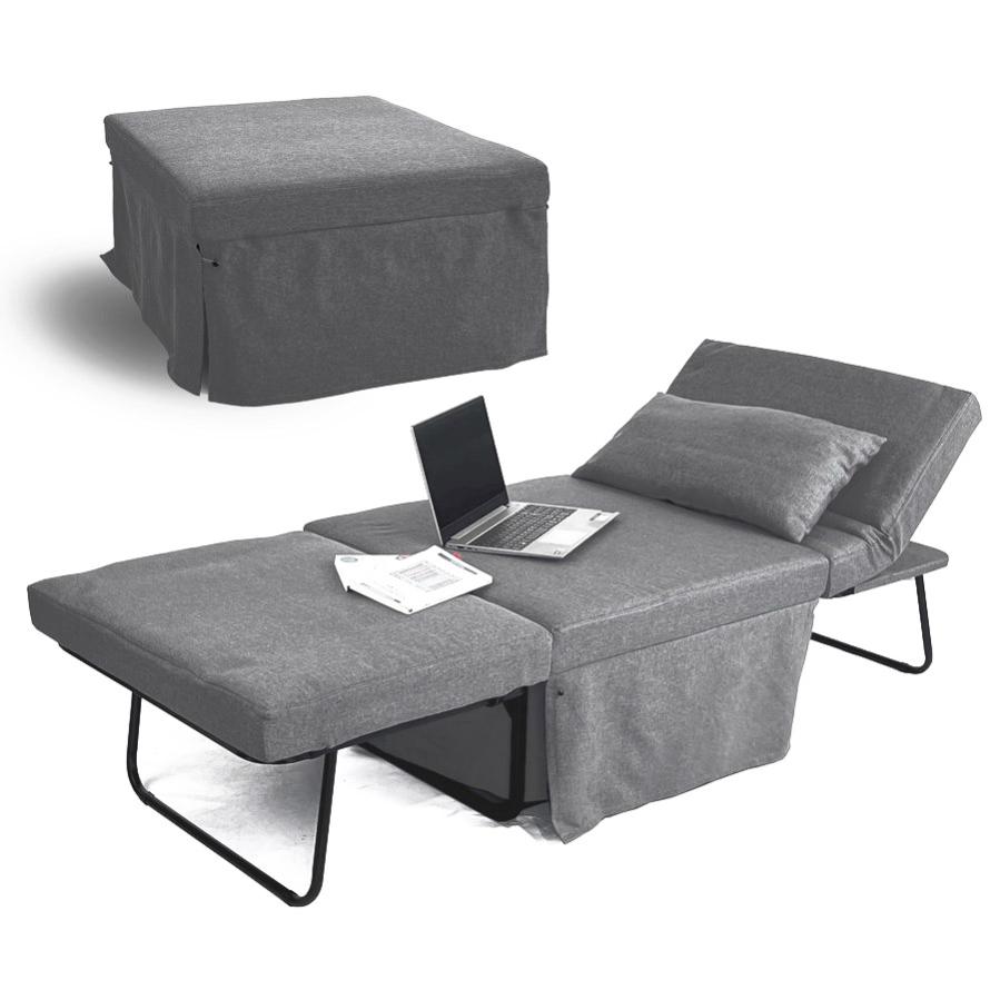 Sillón-puf cama plegable con cojín gris oscuro - Bibi | Leroy Merlin