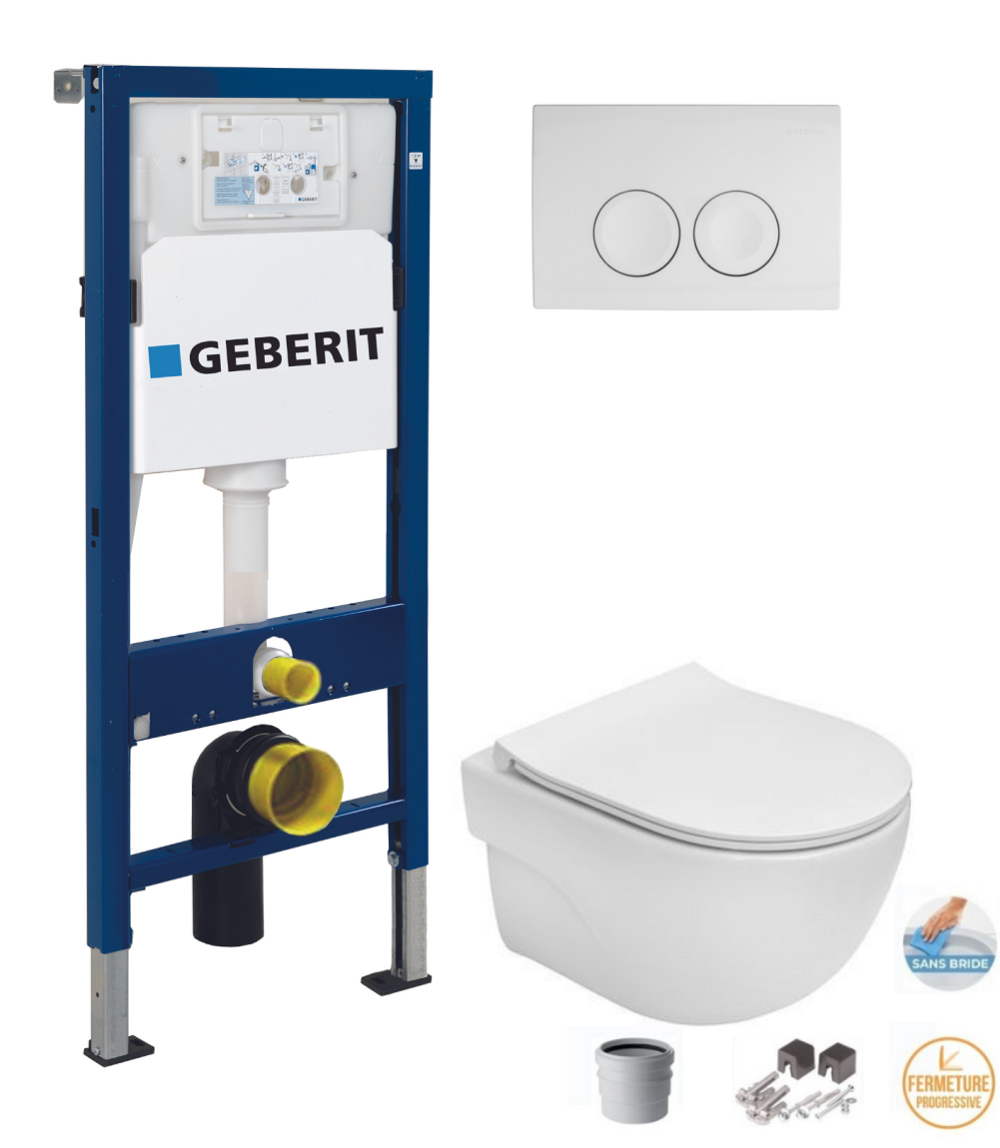 Geberit Pack Wc Duofix UP100 + Plaque De Commande Delta 21 Blanche ...
