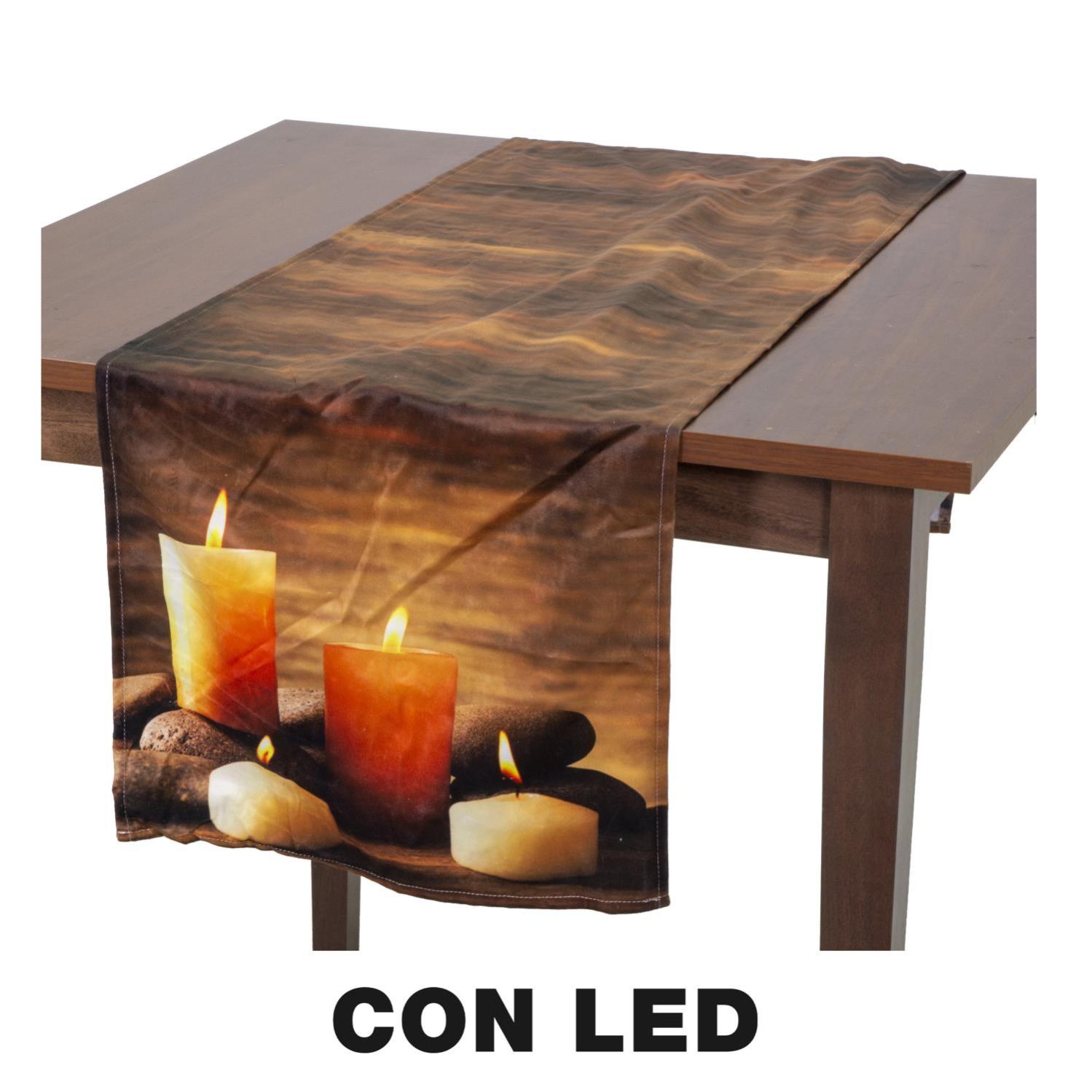 Runner tessuto candele led marrone cm40x150 | Leroy Merlin