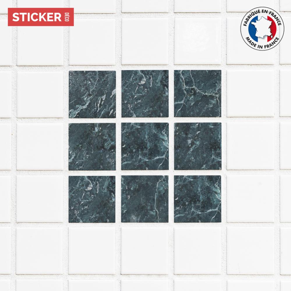 Stickers Carrelage Marbre Bleu Pétrole - 10x10cm | 60 Carreaux | Leroy ...