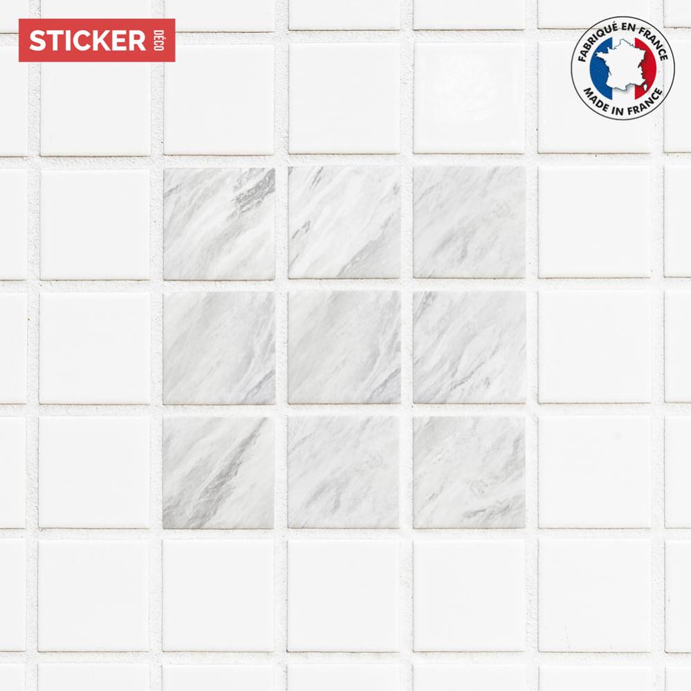 Stickers Carrelage Marbre Imitation - 10x10cm | 12 Carreaux | Leroy Merlin