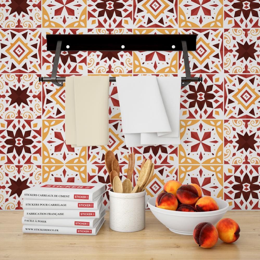 Stickers Carrelage Décoratifs Ethnique - 20x20cm | 24 Carreaux | Leroy ...