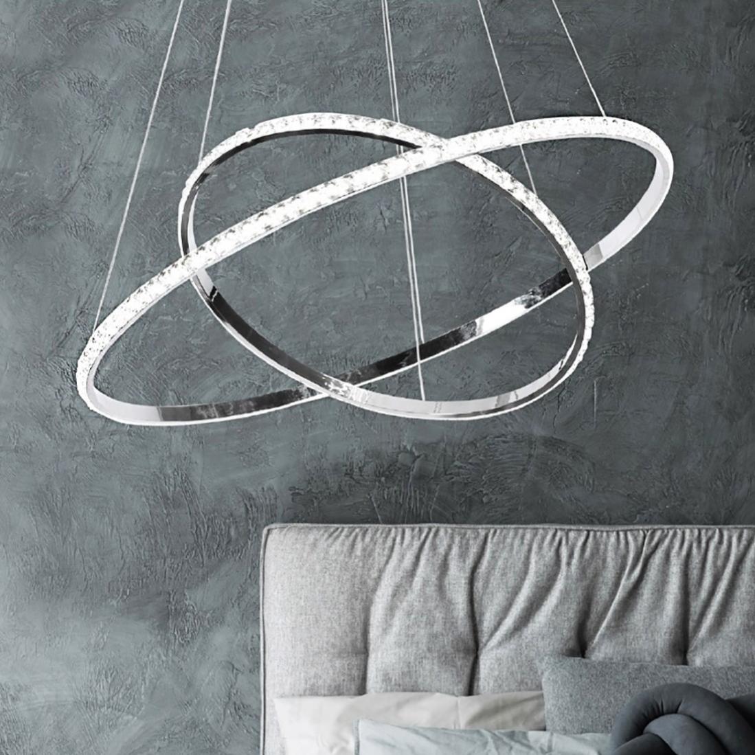 Lampadario moderno sikrea lux 2420 led metallo cristalli sospensione ...