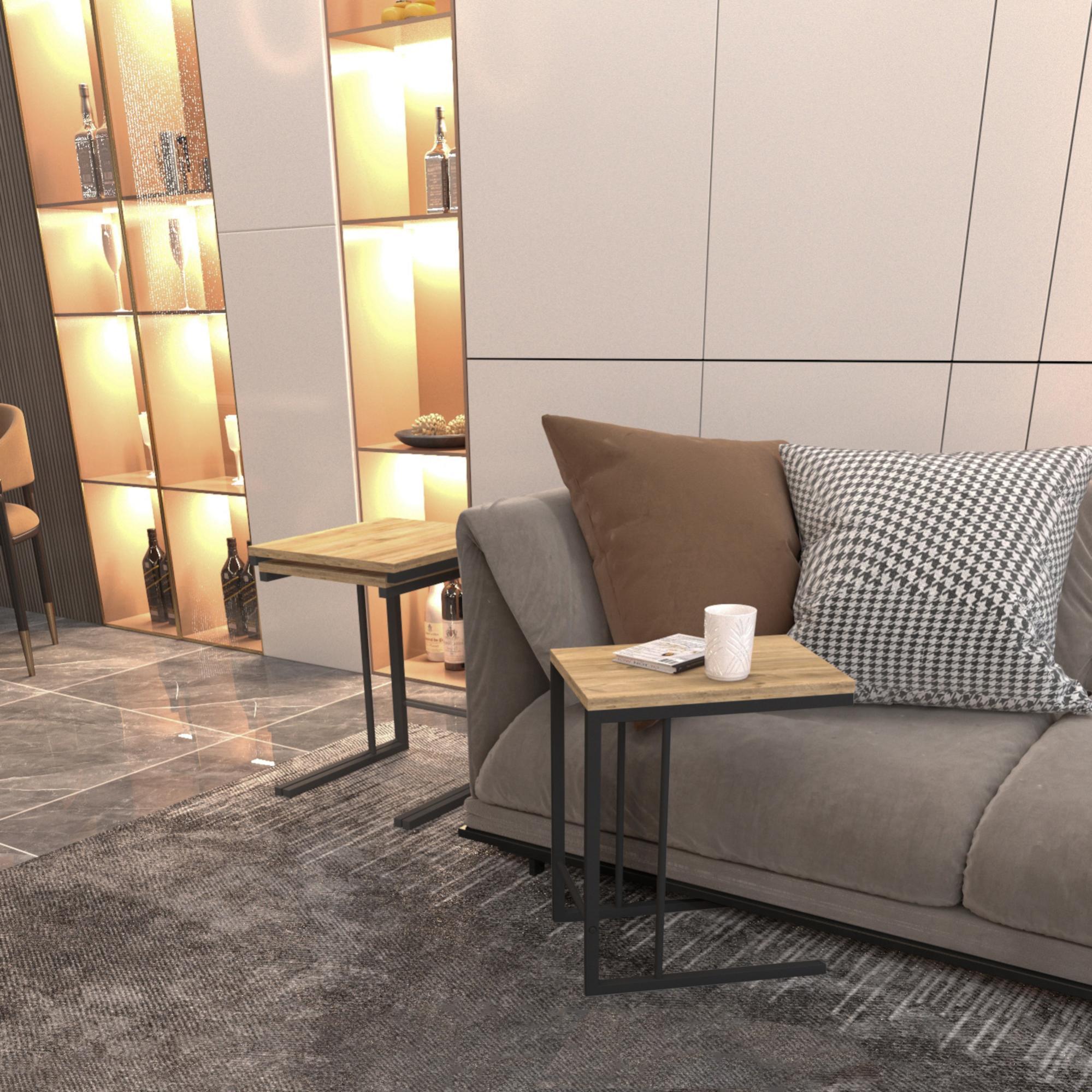 Set di 3 Tavolini Bassi da Divano 'Jakobstad' Sovrapponibili di Forma C ...