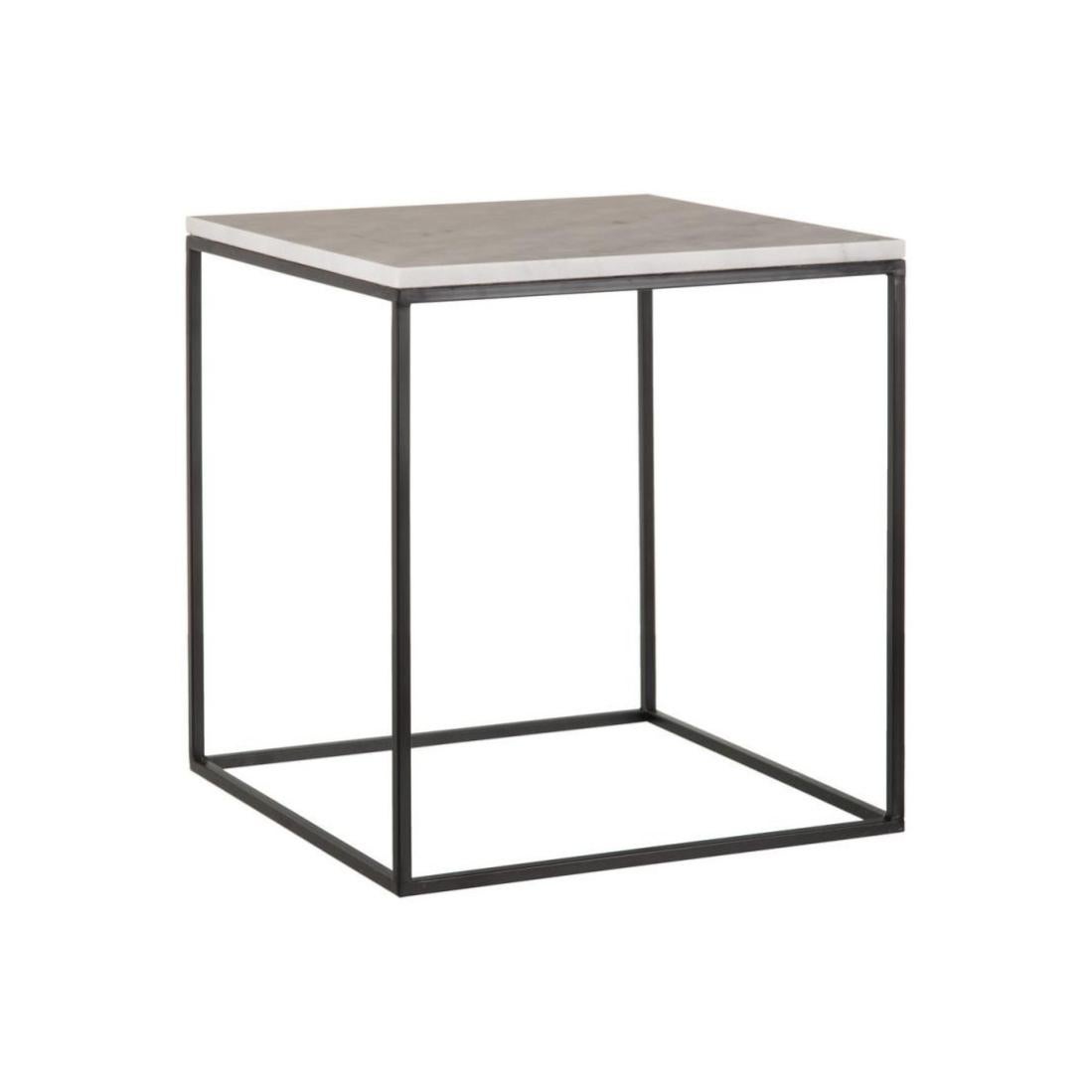 Table d'appoint carré Marbre/Métal - DALISHI : Noir et Blanc | Leroy Merlin