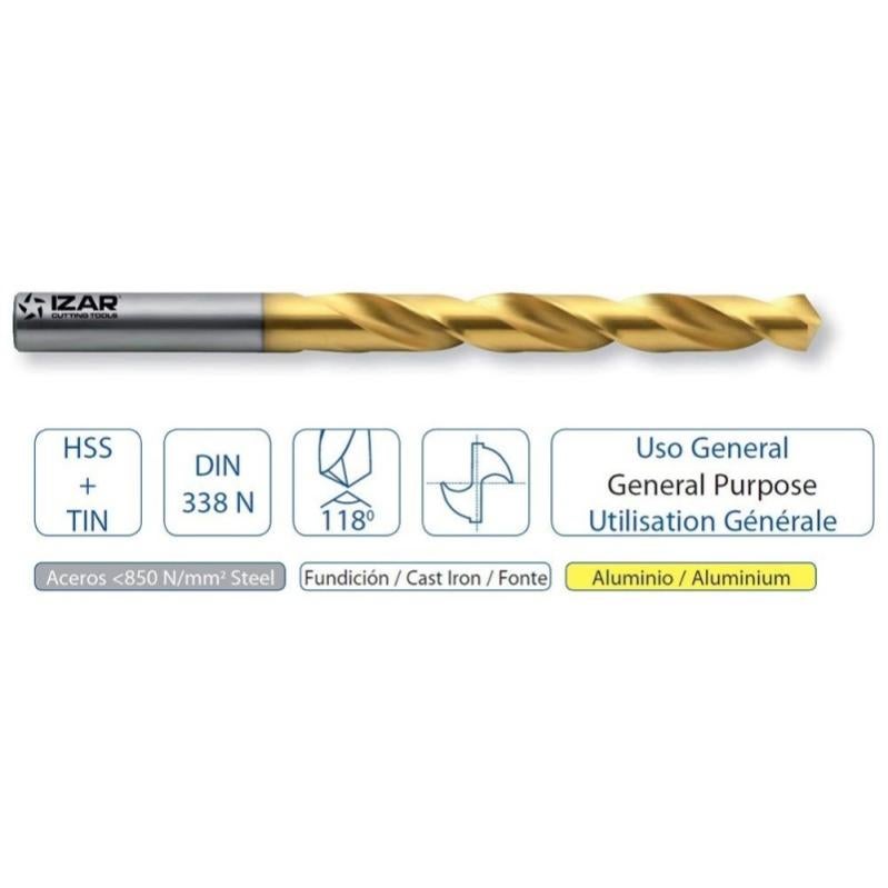 IZAR 18557 - Broca hss DIN338n classique tin 10.00 mm | Leroy Merlin