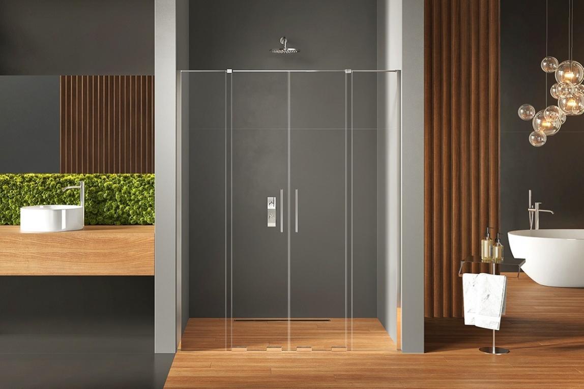 Porta doccia scorrevole cromata 4 parti MALDIVES CHROME, Larghezza: 180 ...