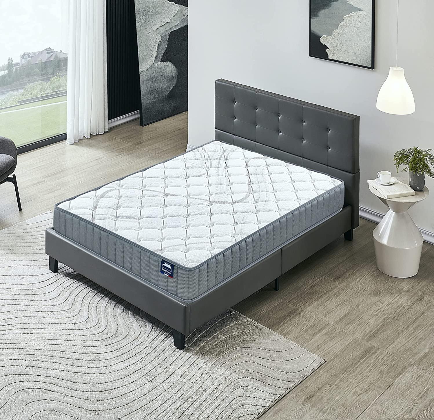 Ensemble 160x200cm-Matelas latex naturel + Lit avec tête de lit et ...