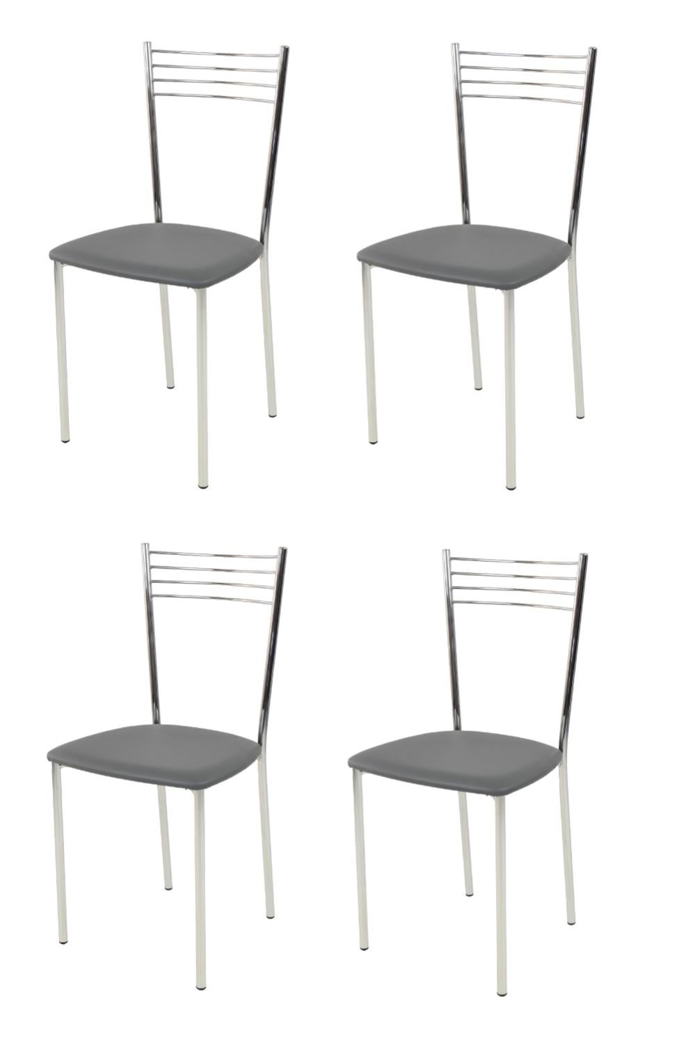 Tommychairs - Set 4 sedie Elena per cucina e sala da pranzo, struttura in acciaio cromato ...