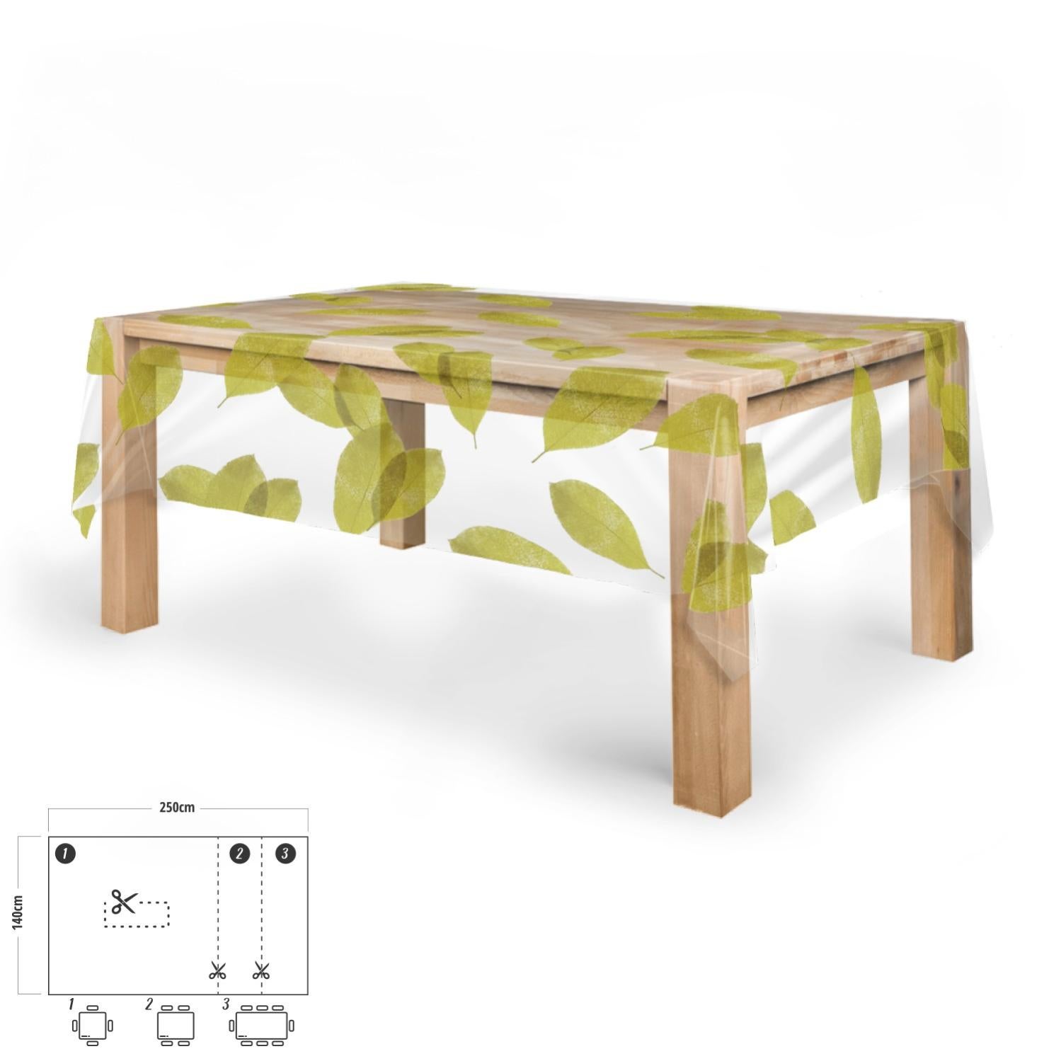 Mantel Hule Rectangular 140 x 250 cm. Hojas Transparente | Leroy Merlin
