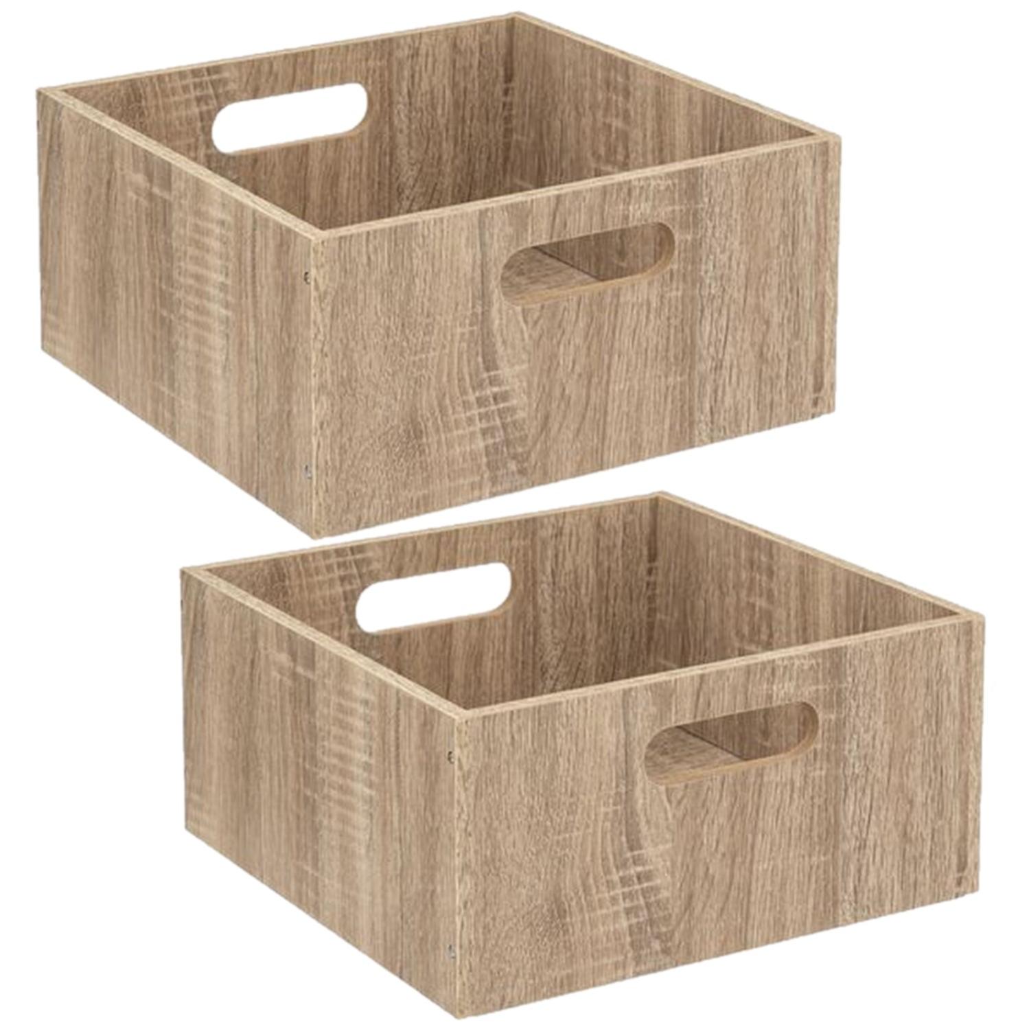 Lot de 2 Boîtes de rangement carrée en MDF - L. 31 x H. 15 cm - Beige ...