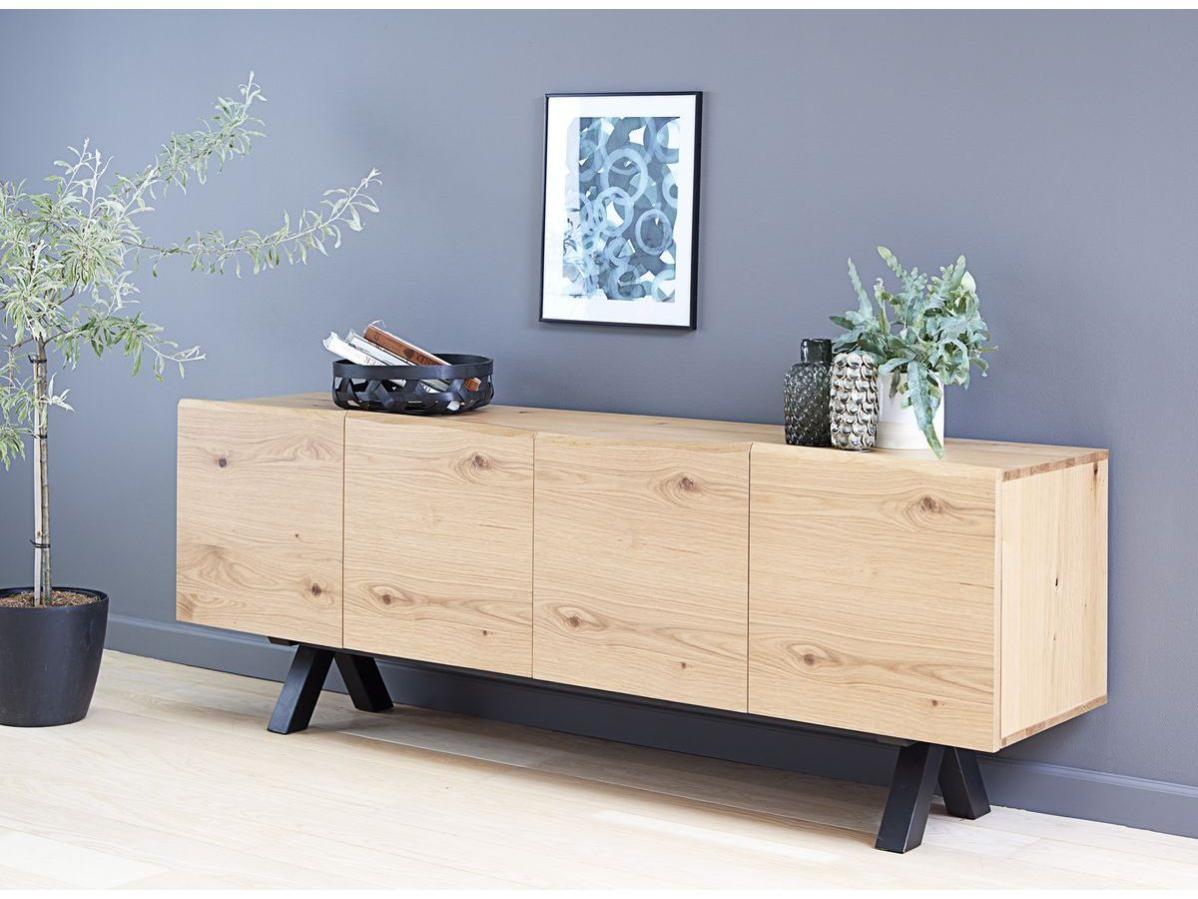 BOBOCHIC Buffet 4 portes 200 cm MIKA plaqué Chêne | Leroy Merlin