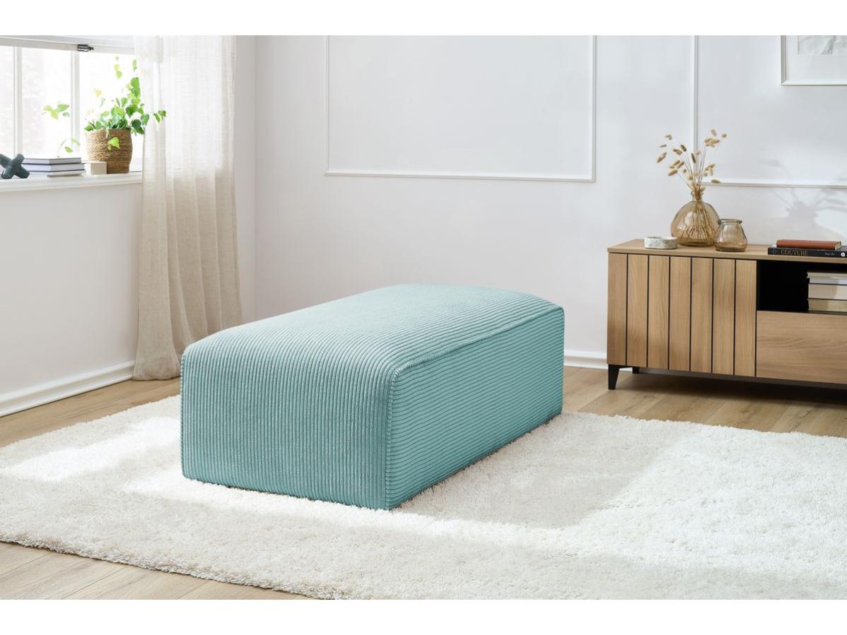 BOBOCHIC Pouf pour canapé modulable MEGEVE tissu velours côtelé Bleu ...
