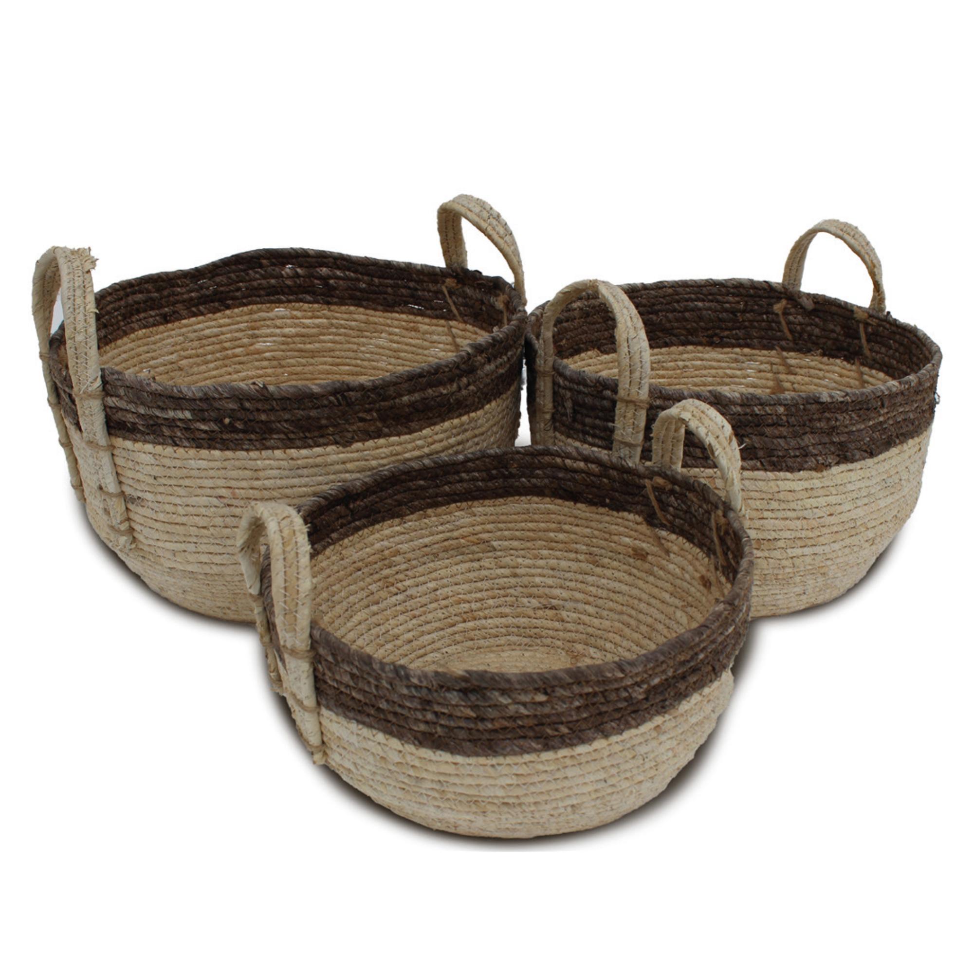 Lot de 3 paniers modèle Ormara (34x34x22cm ; 32x32x18cm ; 29x29x14cm ...