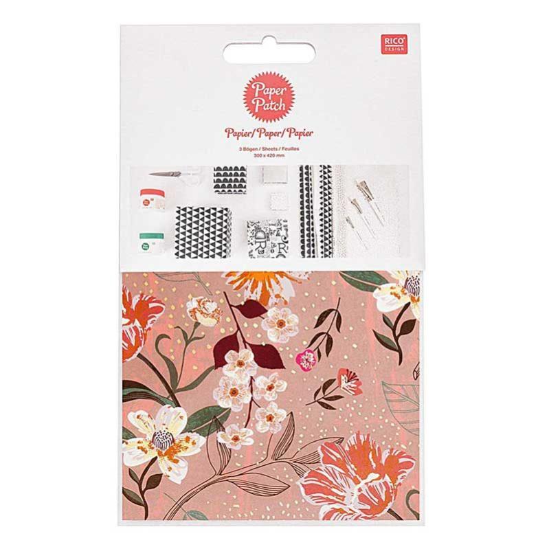 Paper patch Design floreale rosa 30 x 42 cm | Leroy Merlin