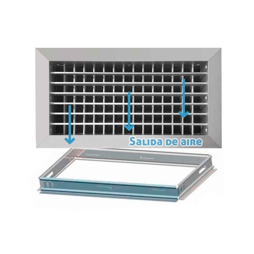 Rejilla de ventilación impulsión doble deflexión plata mate+Marco de ...
