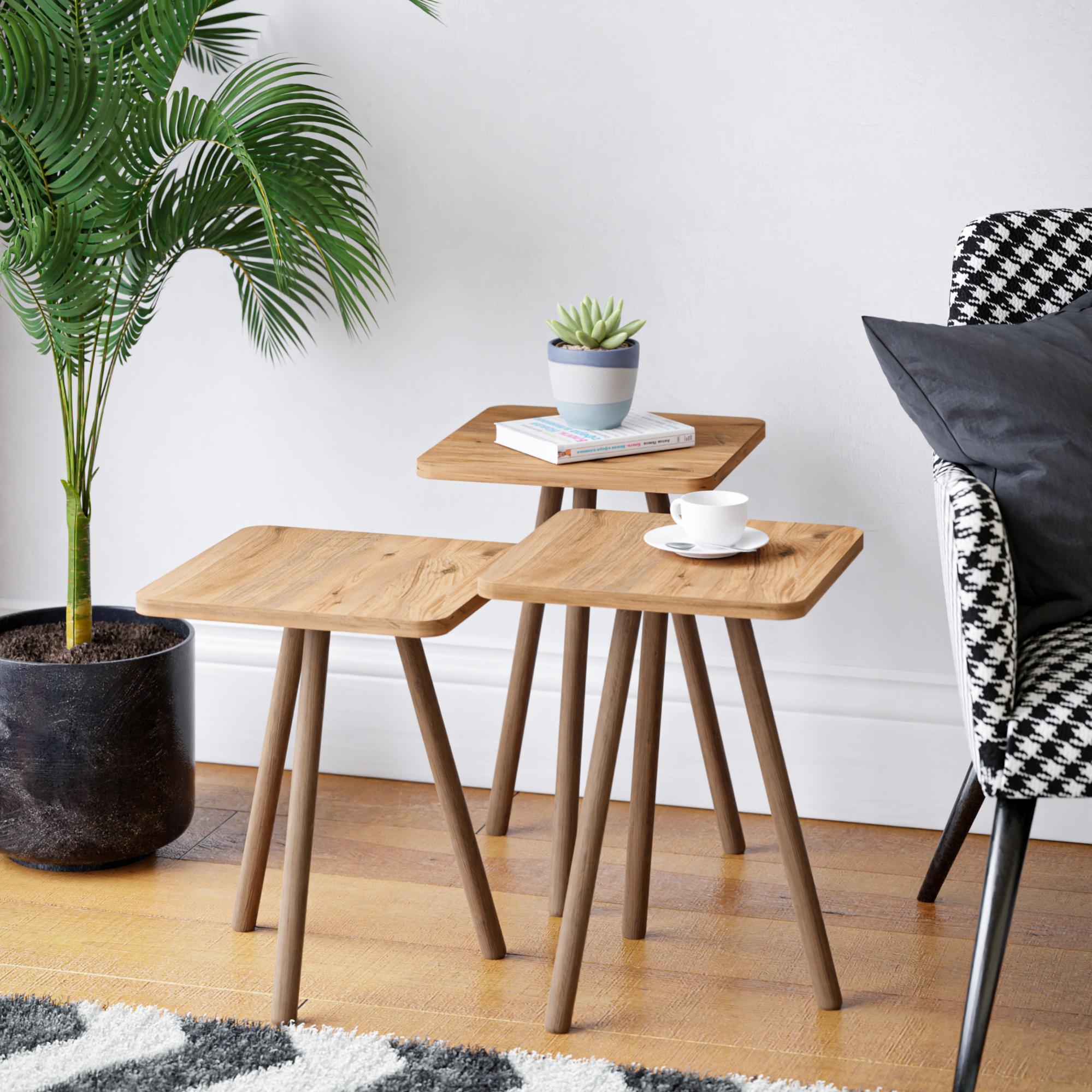 Set di 3 Tavolini Bassi da Salotto 'Hobro' in Altezze Diverse - Piano ...