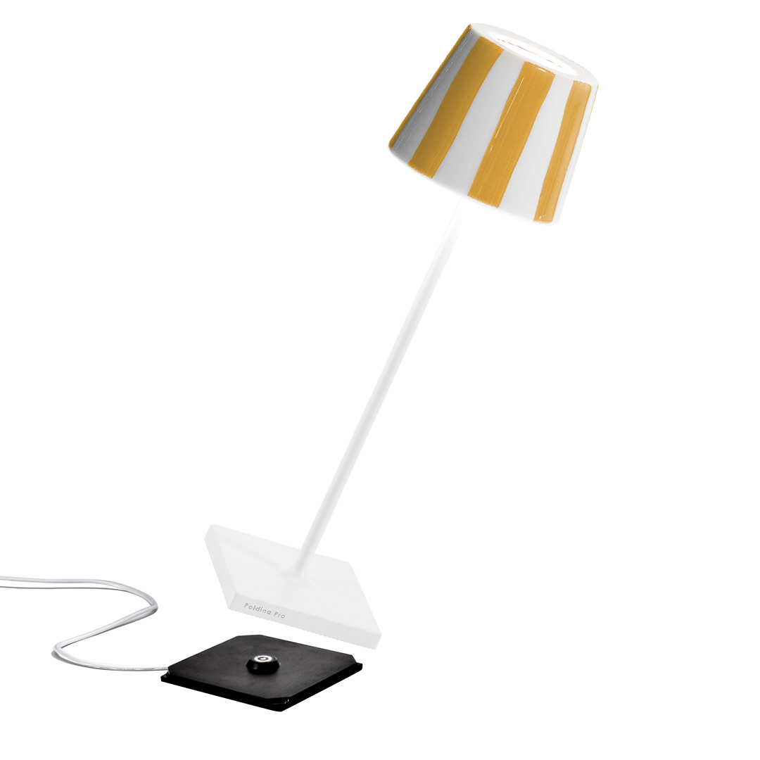 Lampada a led da tavolo Poldina Lido 2,2w a righe giallo ricaricabile ...