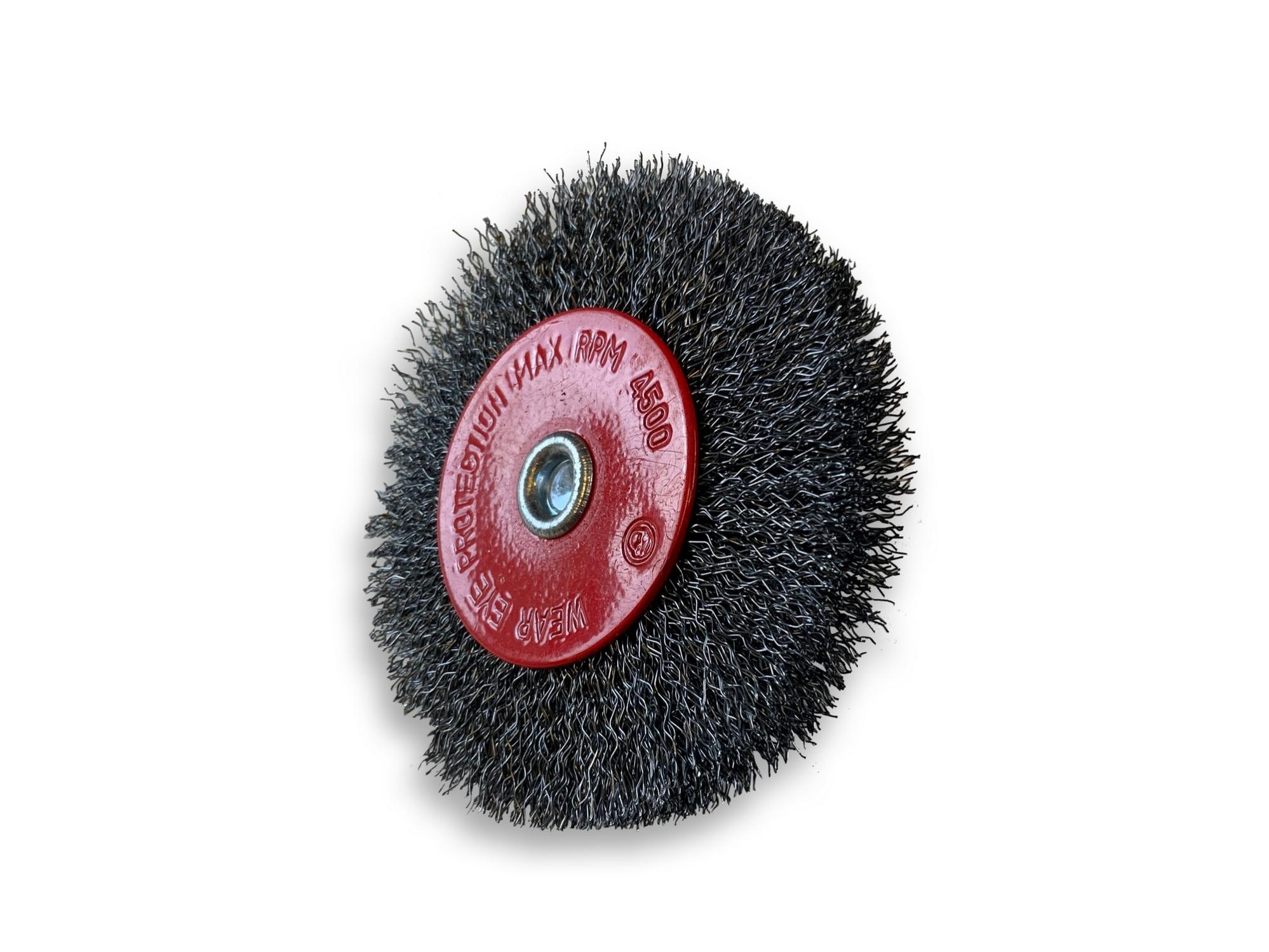 Brosse rotative circulaire métallique sur tige Ø 100 mm | Fil acier dur ...