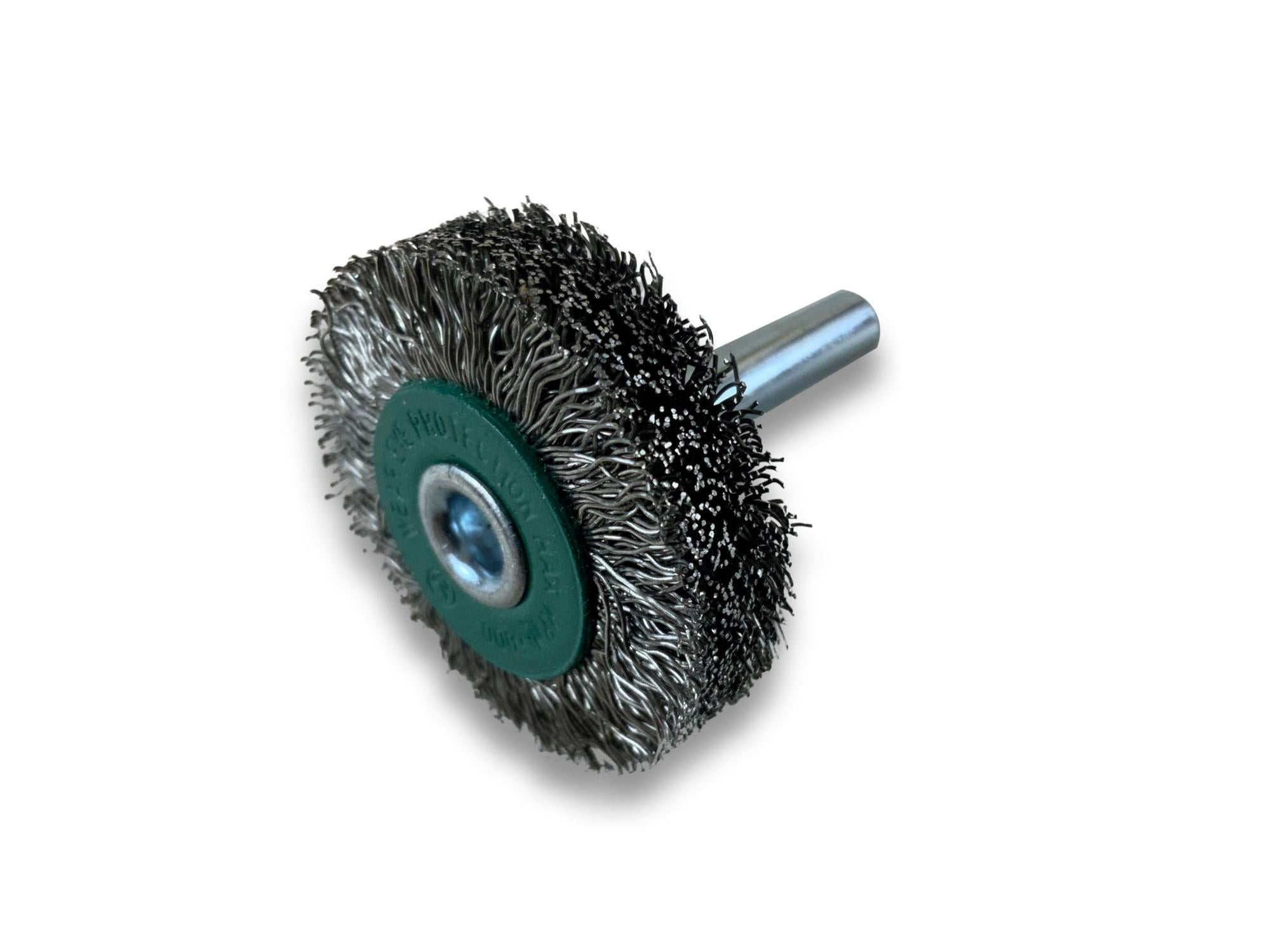 Brosse rotative circulaire métallique sur tige Ø 38 mm | Fil inox dur Ø ...