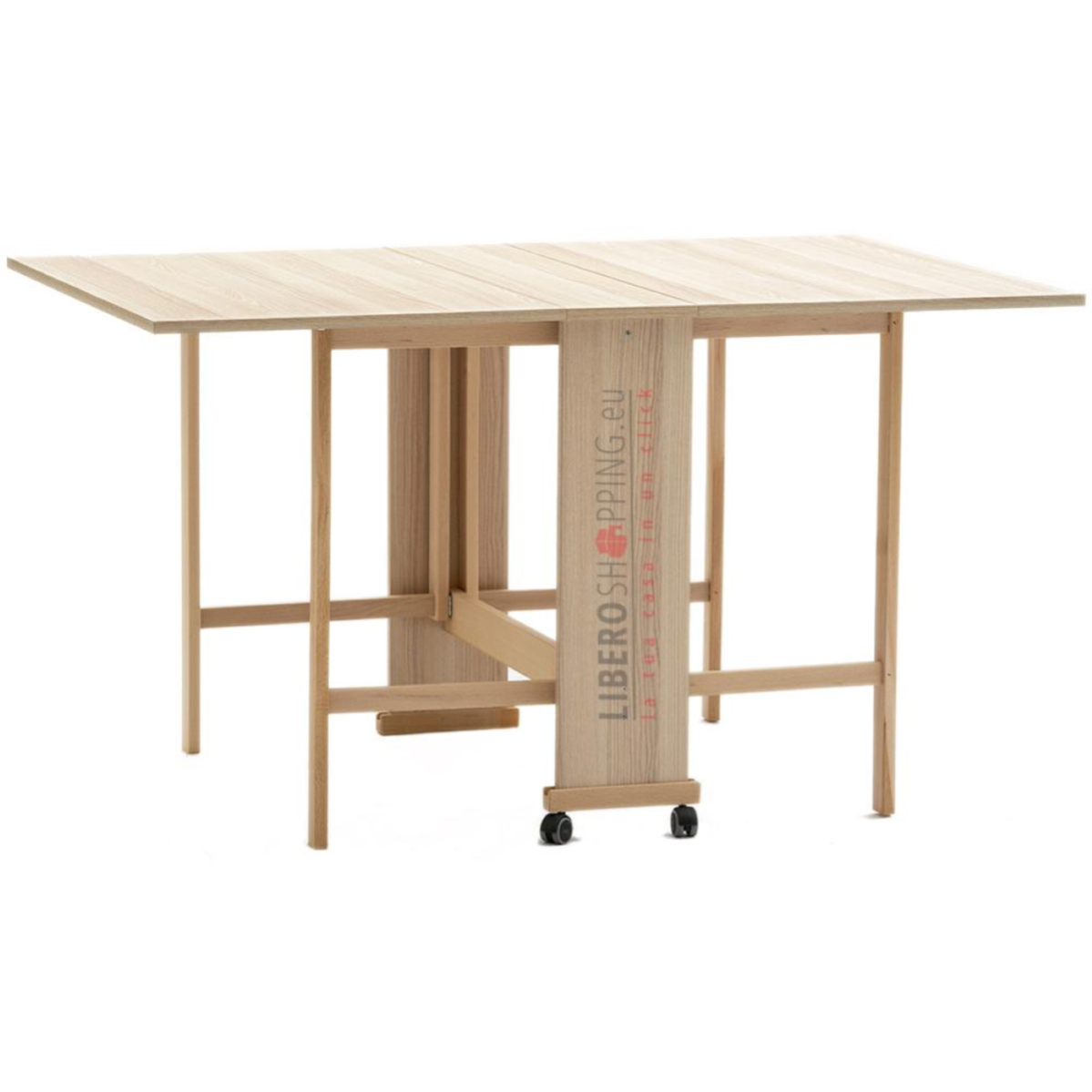 Tavolo richiudibile legno formica con ruote 140x90 cm GIORGIA Rovere ...