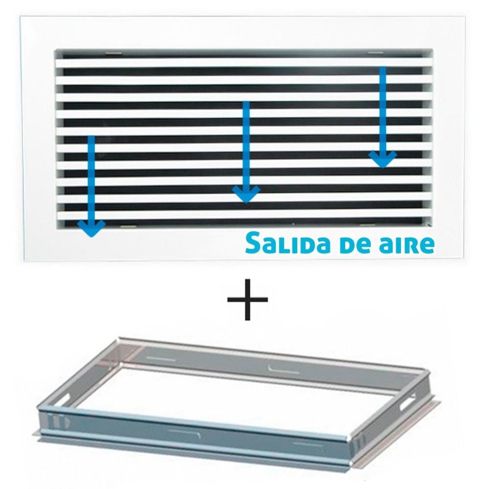 Rejilla lineal inclinación 0º blanca para aire acondicionado + marco de ...