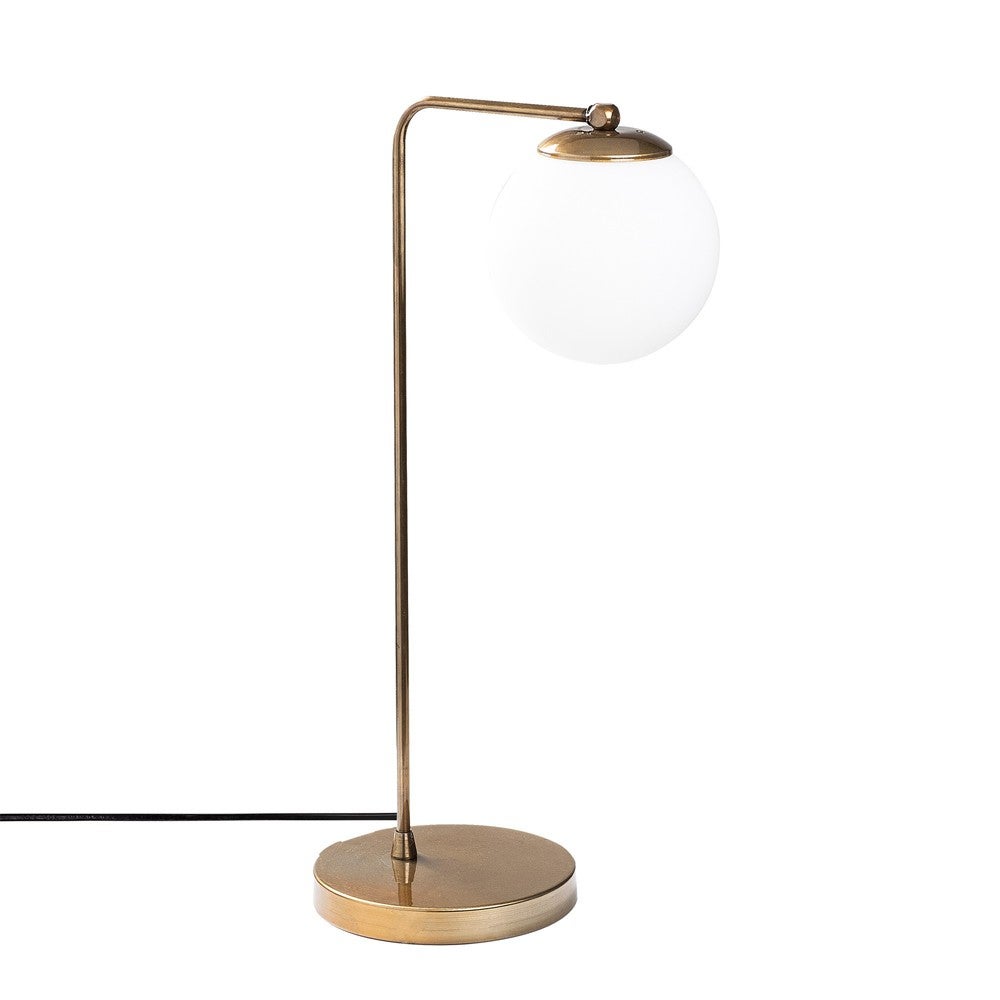 Lampada da tavolo moderna Marga con base tonda in rame e sfera in vetro ... Lampada da tavolo moderna Marga con base tonda in rame e sfera in vetro ...