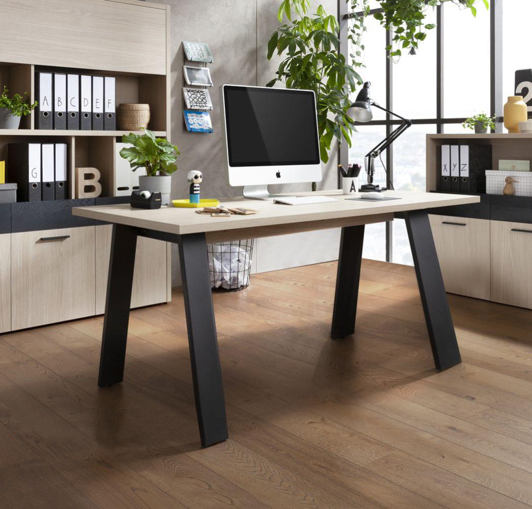 Tavolo moderno Leonardo in finitura Rovere e Nero chalet, Zenzero Shop ...