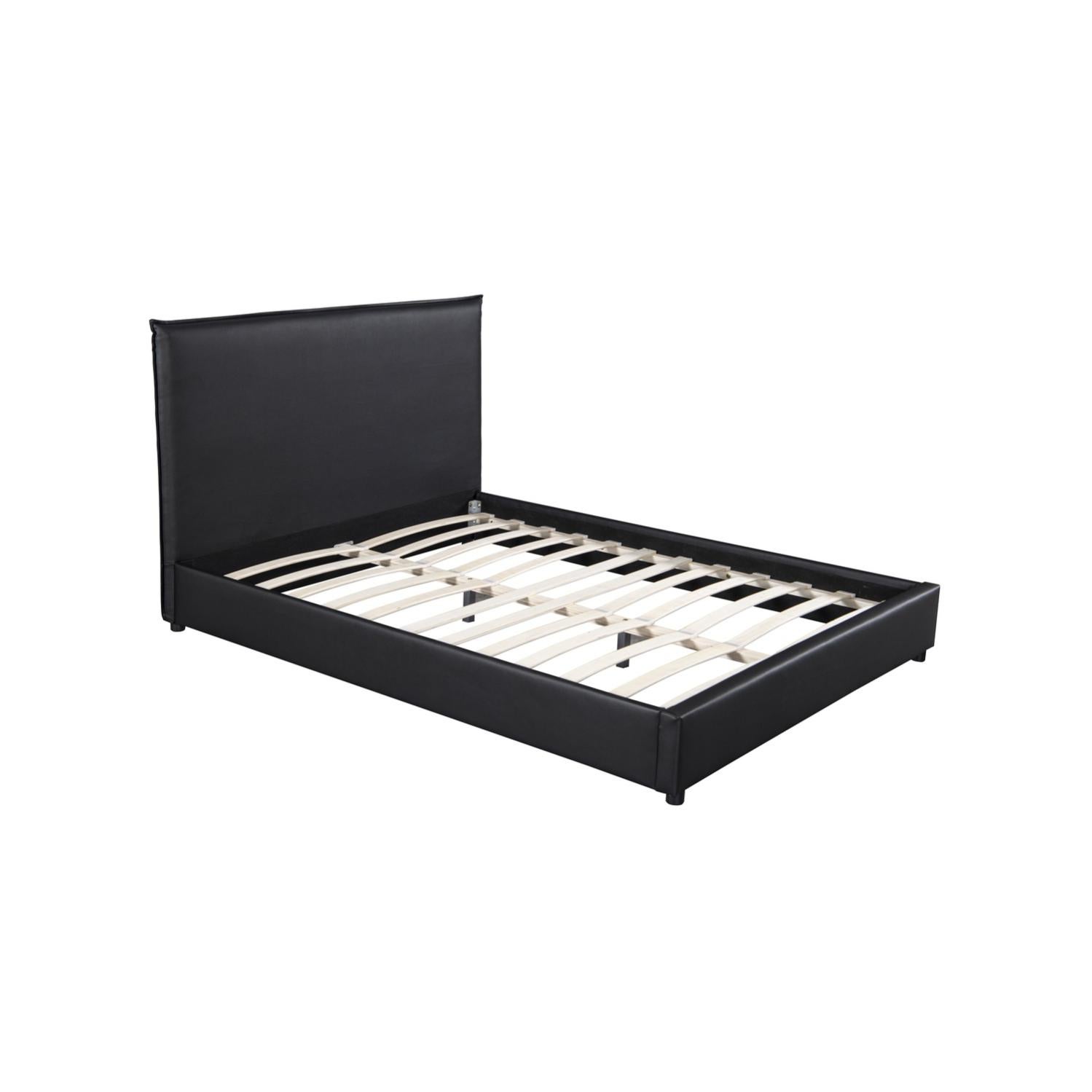 CHESTER - Lit design 140x190 en similicuir noir | Leroy Merlin