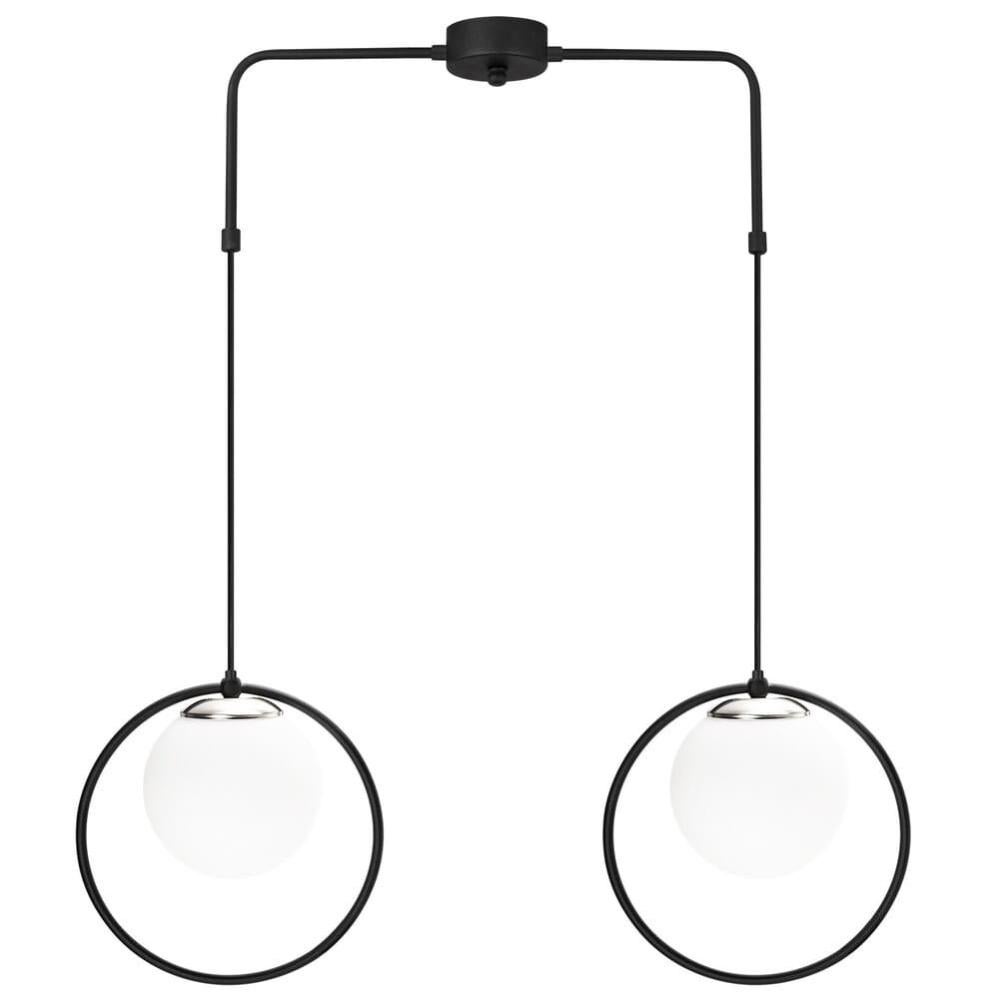 Lampada a sospensione Luna orientabile con forma ad anello nera e 2 ...