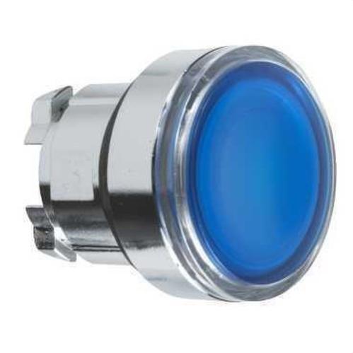 Testa pulsante luminosa diametro 22 finiture blu metallizzato a filo ...
