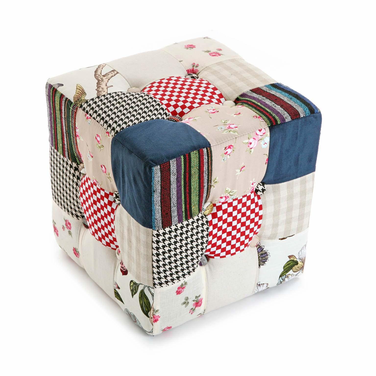 Versa Romantic Patchwork Pouf Sgabello quadrato Poggiapiedi per ...