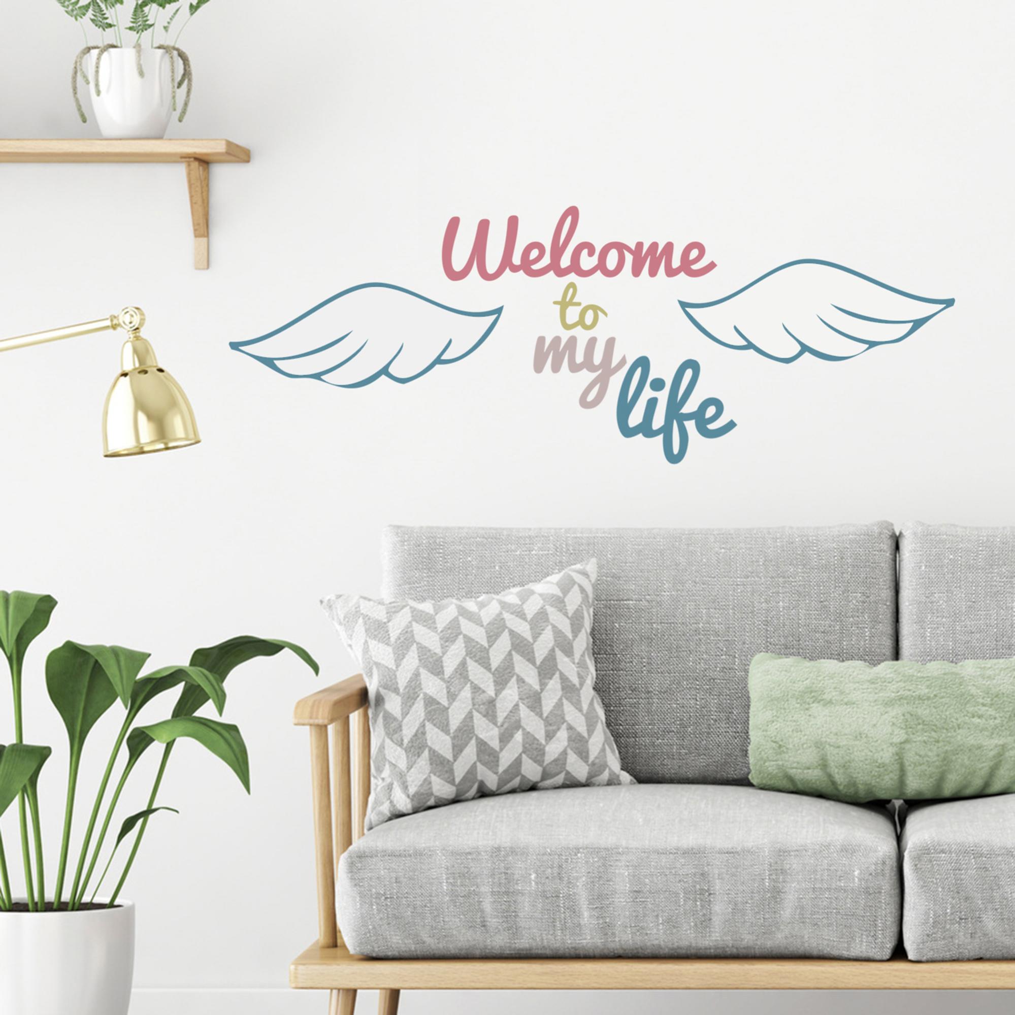 Pegatina decorativa, cita en inglés con Angel Times, 68 cm x 24 cm ...