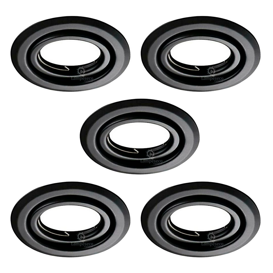 Lot De 5 Spots Encastrables Orientables Noir Mat Avec Gu10 Led De 5w