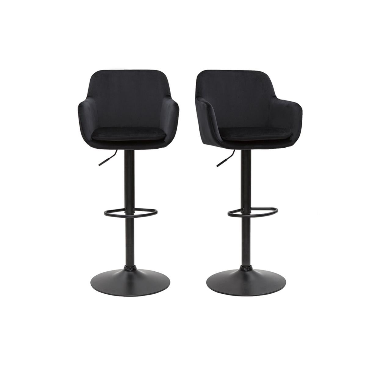 Tabourets de bar réglables en velours noir et métal (lot de 2) AMIKA ...