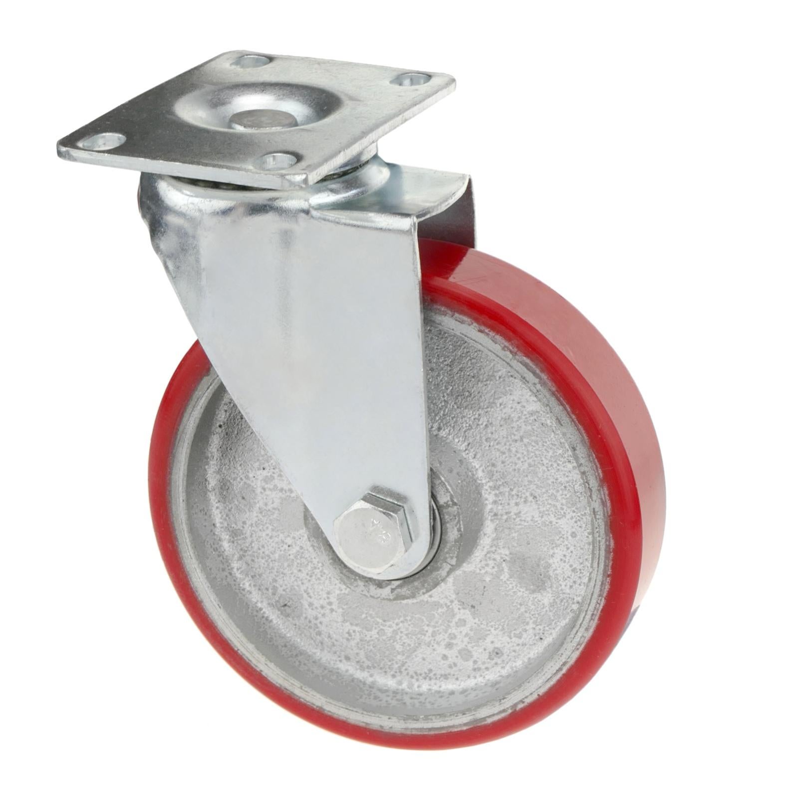 Roulette pivotante industrielle en polyuréthane en métal sans frein de ...