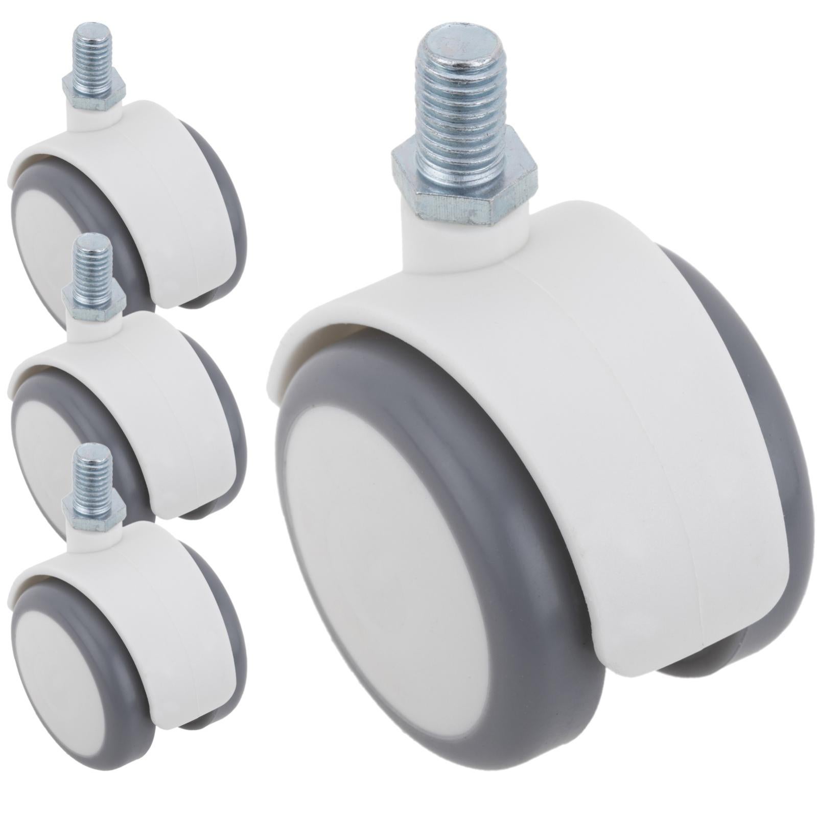 4 rotelle girevoli in PU e ABS, diametro 50 mm con fissaggio filettato ...