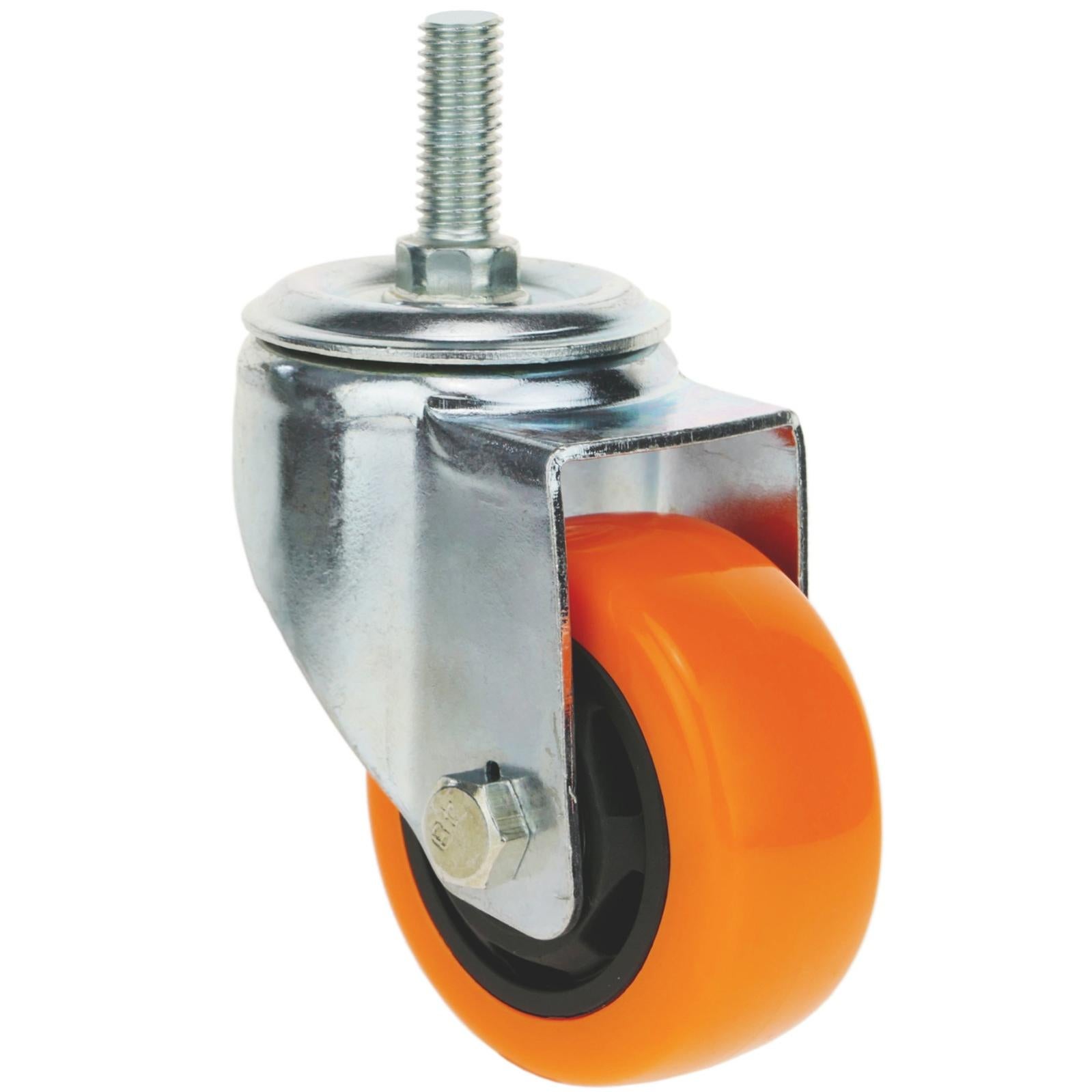 Roulette pivotante industrielle en polyuréthane sans frein 75 mm M12 ...